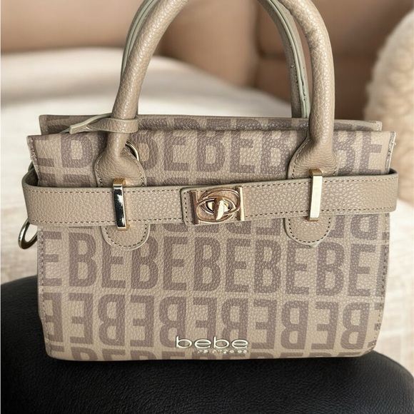 bebe | Bags | Bebe Tan Logo Satchel | Poshmark